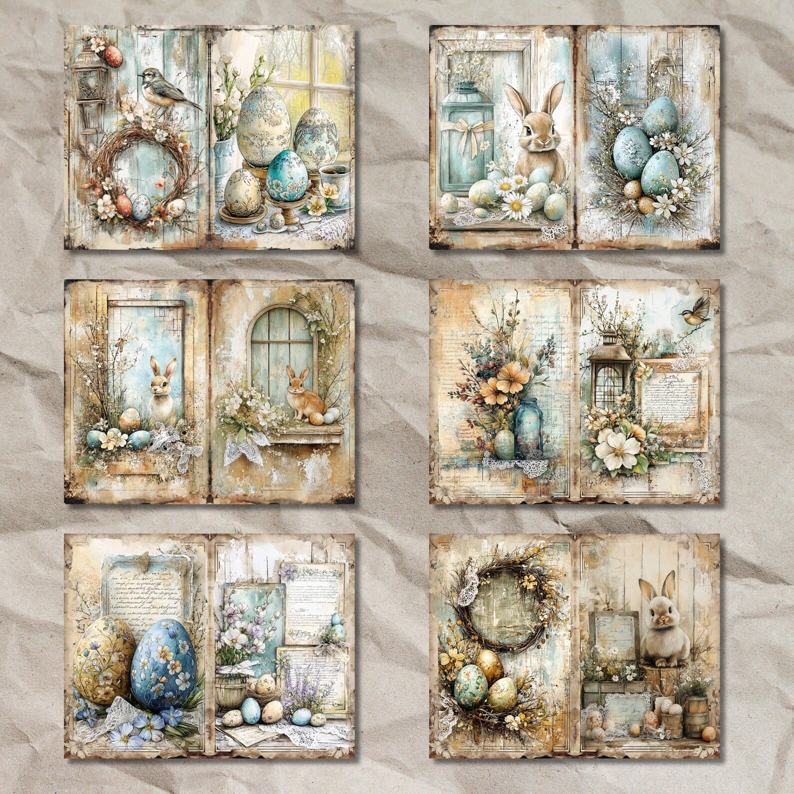 Vintage Easter Junk Journal Kit: Shabby Chic Ephemera (digital Download ...