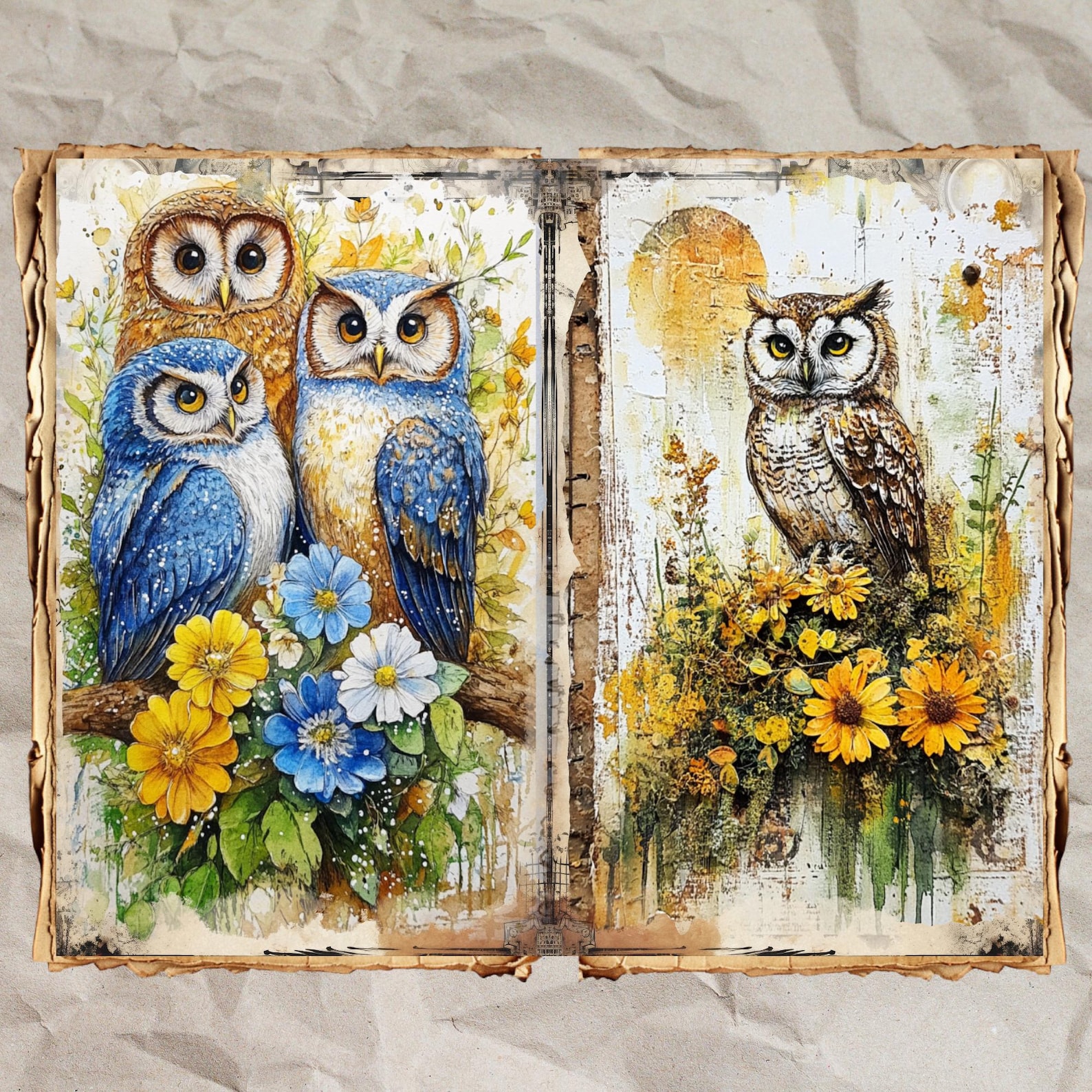 Woodland Owls Junk Journal: Vintage Wildlife, Shabby Chic (48 JPEG) - Etsy