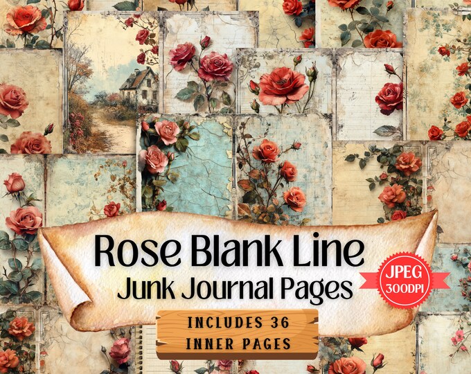 Vintage Rose Junk Journal Kit: Shabby Chic Printable Pages (36 JPEG) - Etsy
