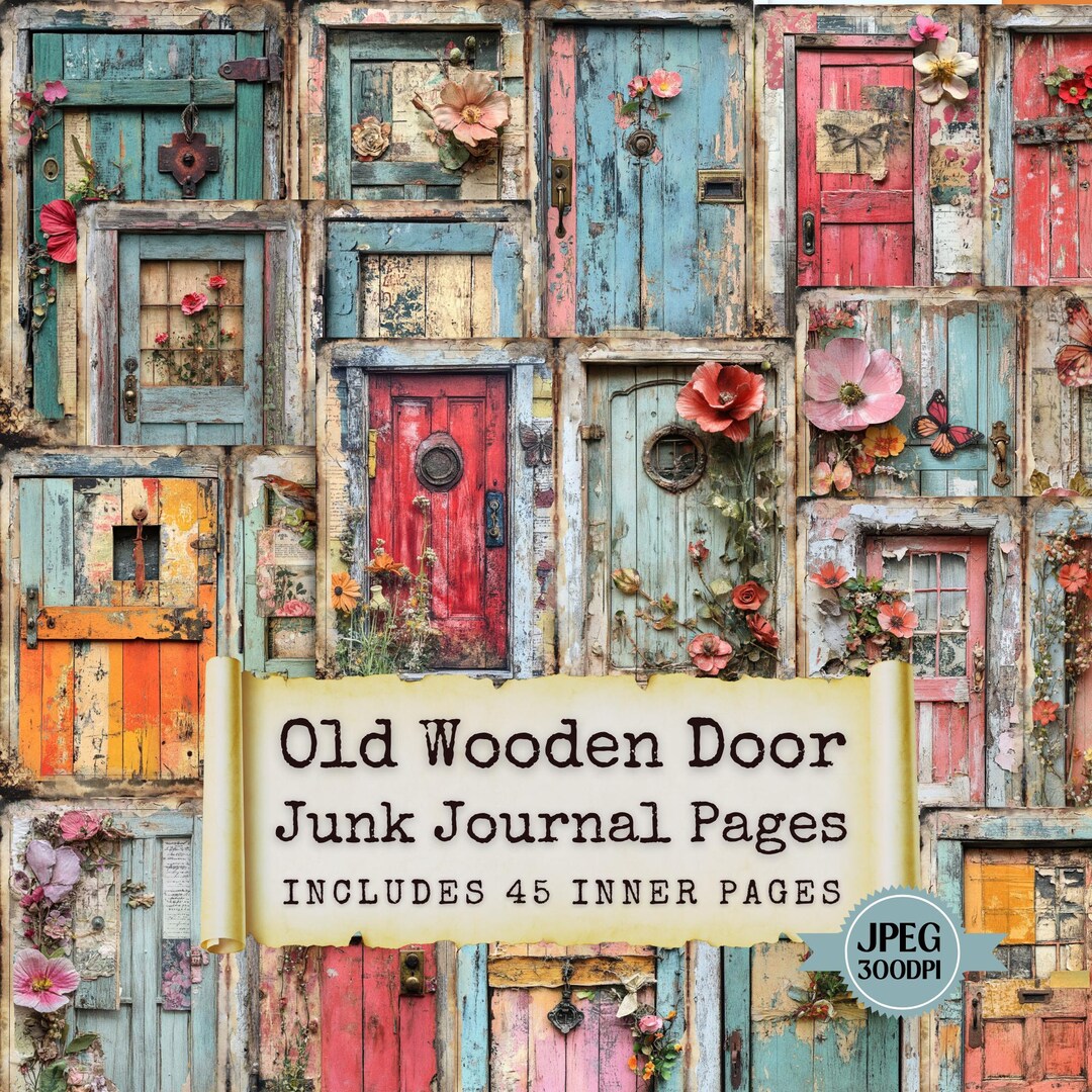 Vintage Wooden Door Junk Journal Kit: Shabby Chic Ephemera (45 JPEG) - Etsy