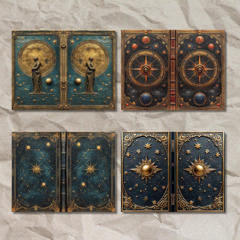 Astronomy Book Cover | Vintage Book Cover Junk Journal Cover Kit ...