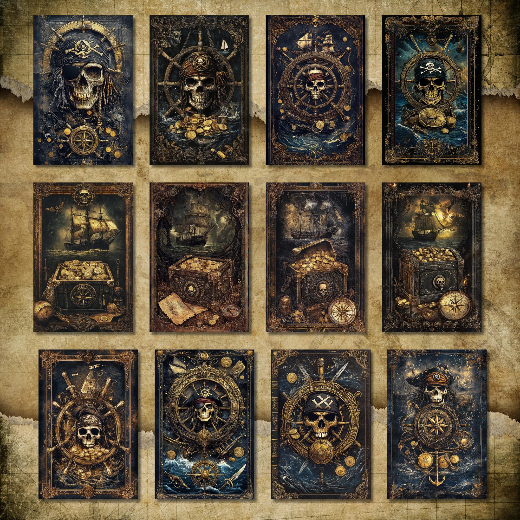 Spooky Pirate Journal Single Pages, Pirate Treasure Themed Collage ...