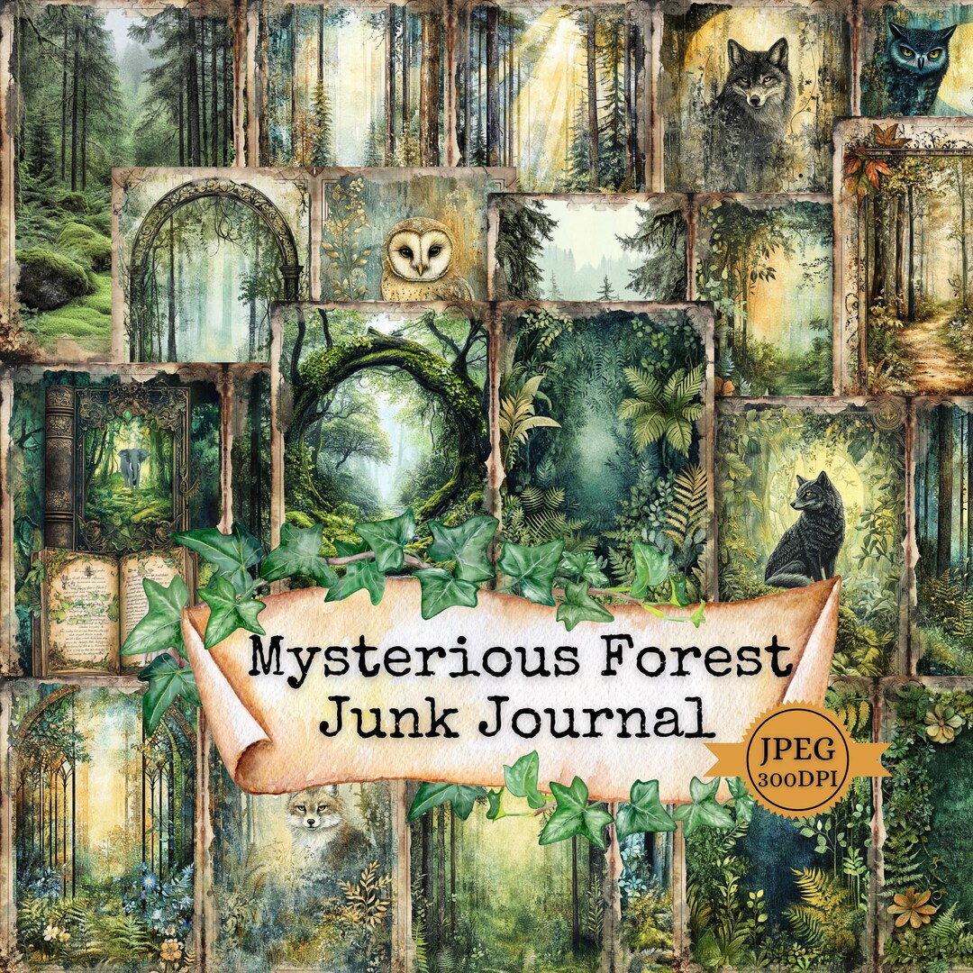 Mysterious Forest Junk Journal Pages, Vintage Deep Forest Journal Kit ...