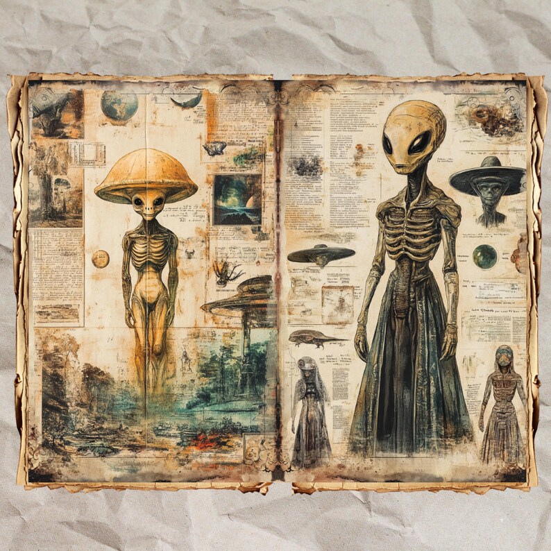 Aliens Junk Journal Kit: Vintage Sci-fi Collage (digital Download) - Etsy