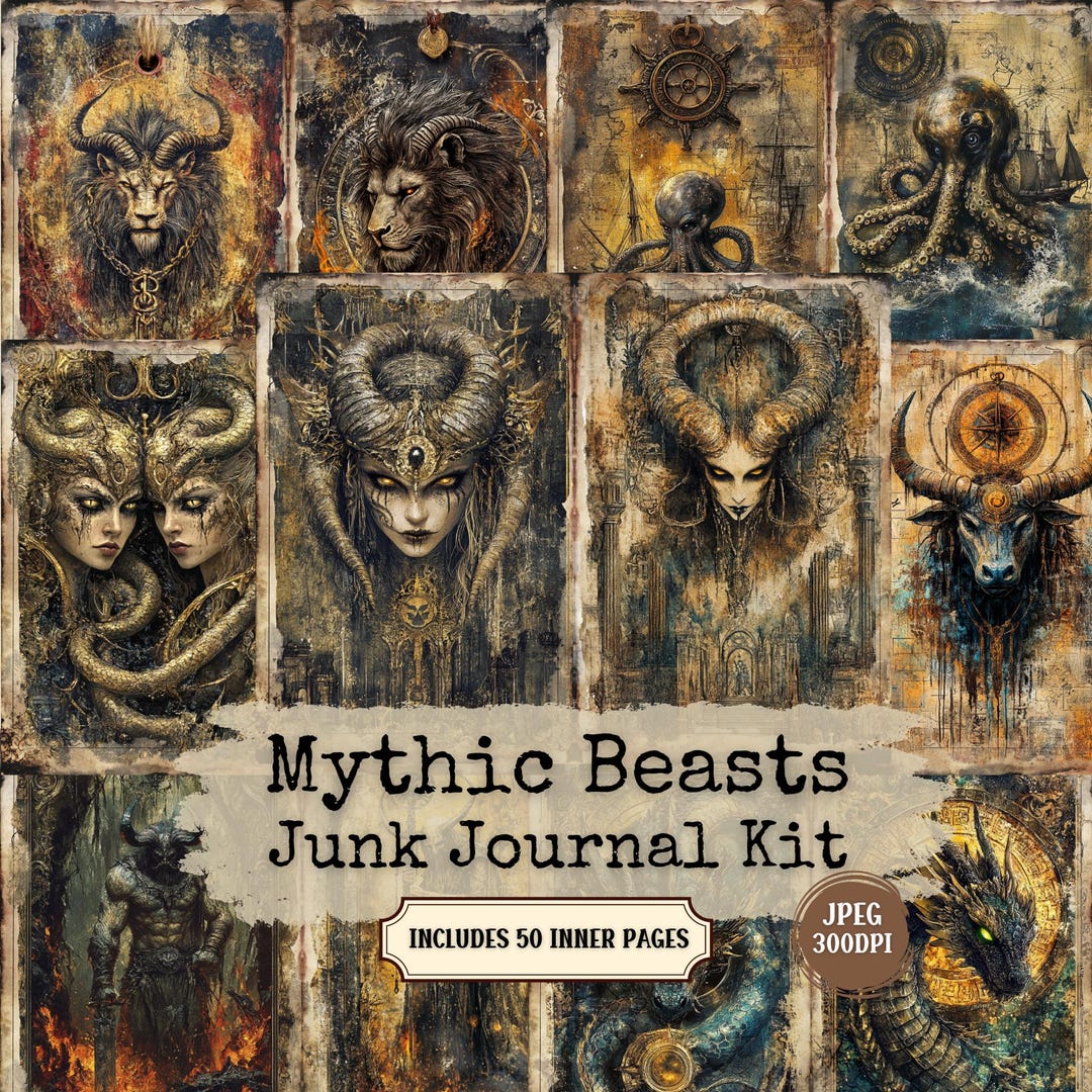 Mythic Beasts From Greek Mythology Junk Journal Kit | Vintage Demons ...