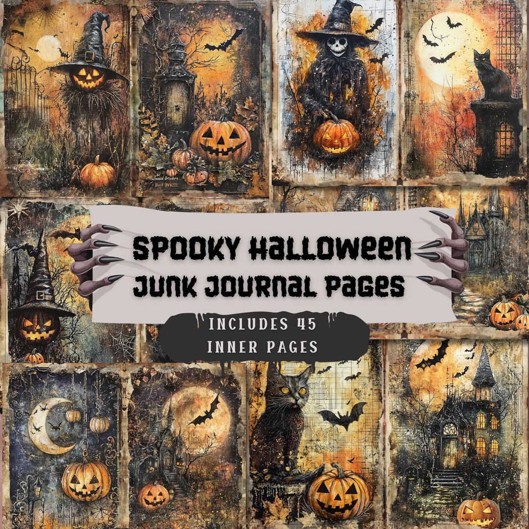 Spooky Halloween Junk Journal Pages: Vintage Horror Ephemera (45 JPEG ...