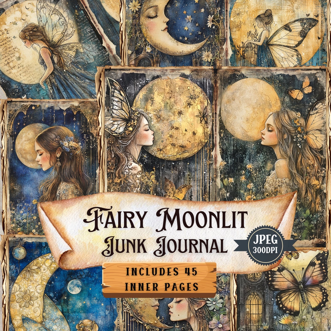Fairy Moonlit Junk Journal Pages | Vintage Moonlit Garden Themed ...
