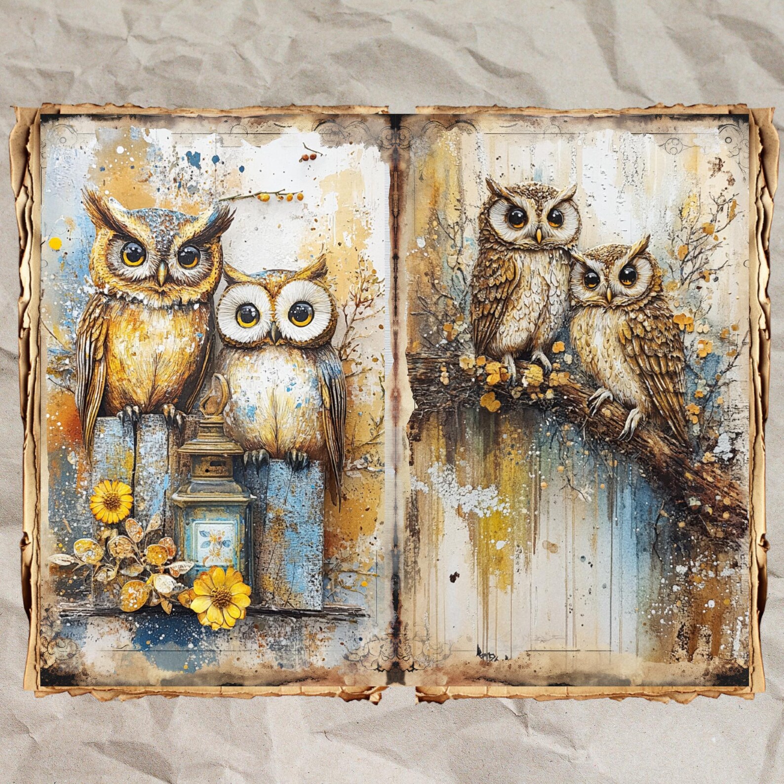 Woodland Owls Junk Journal: Vintage Wildlife, Shabby Chic (48 JPEG) - Etsy