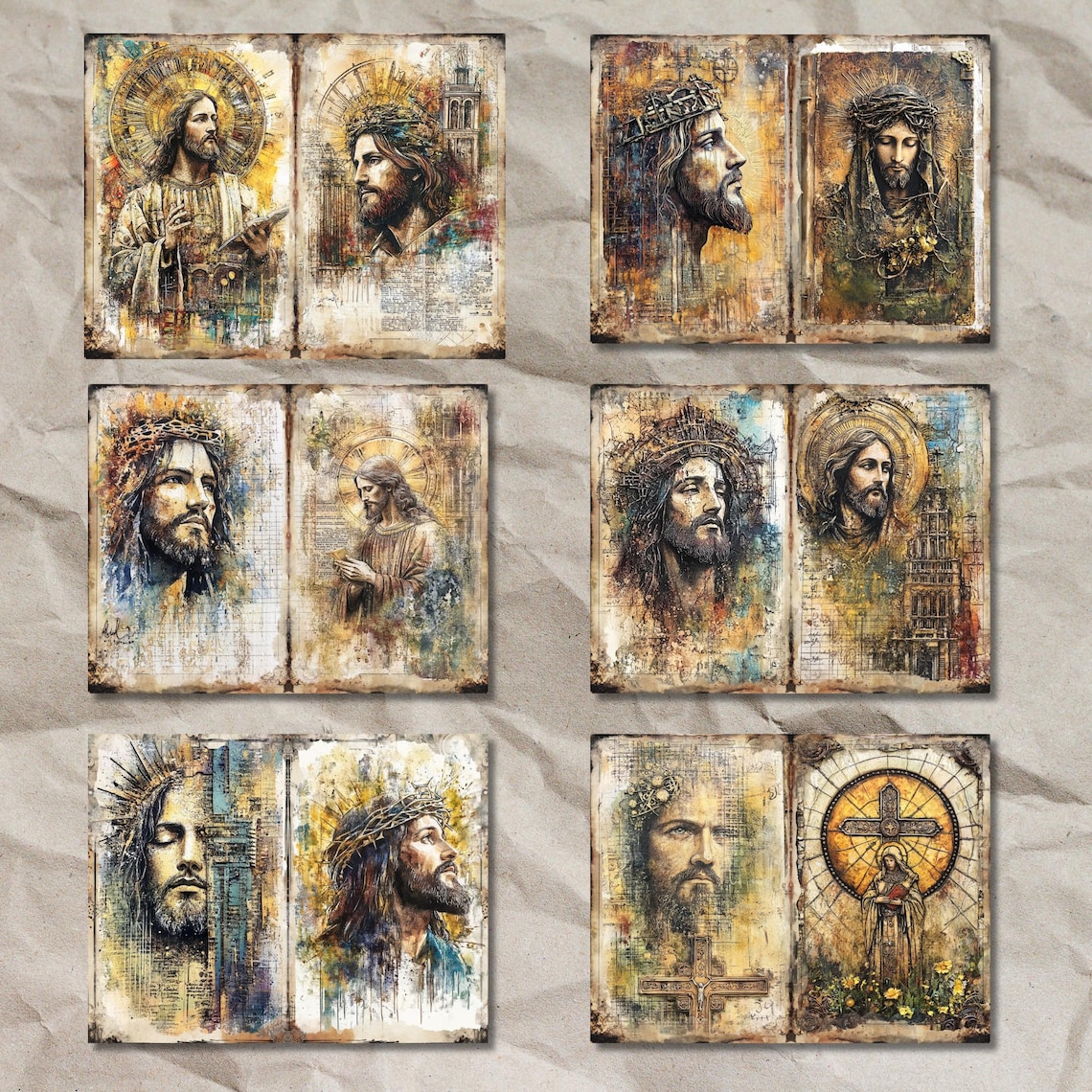 Vintage Jesus Christ Junk Journal Kit: Shabby Chic Ephemera (digital ...