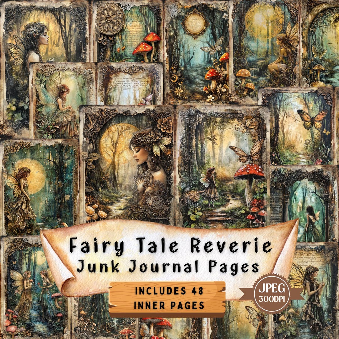 Fairy Tale Junk Journal Pages: Vintage Shabby Chic Collage (digital ...