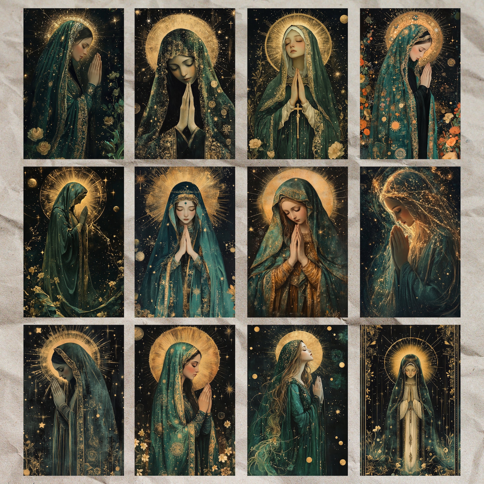 Virgin Mary Prayers Printable: Celestial Shabby Chic Ephemera (JPEG) - Etsy