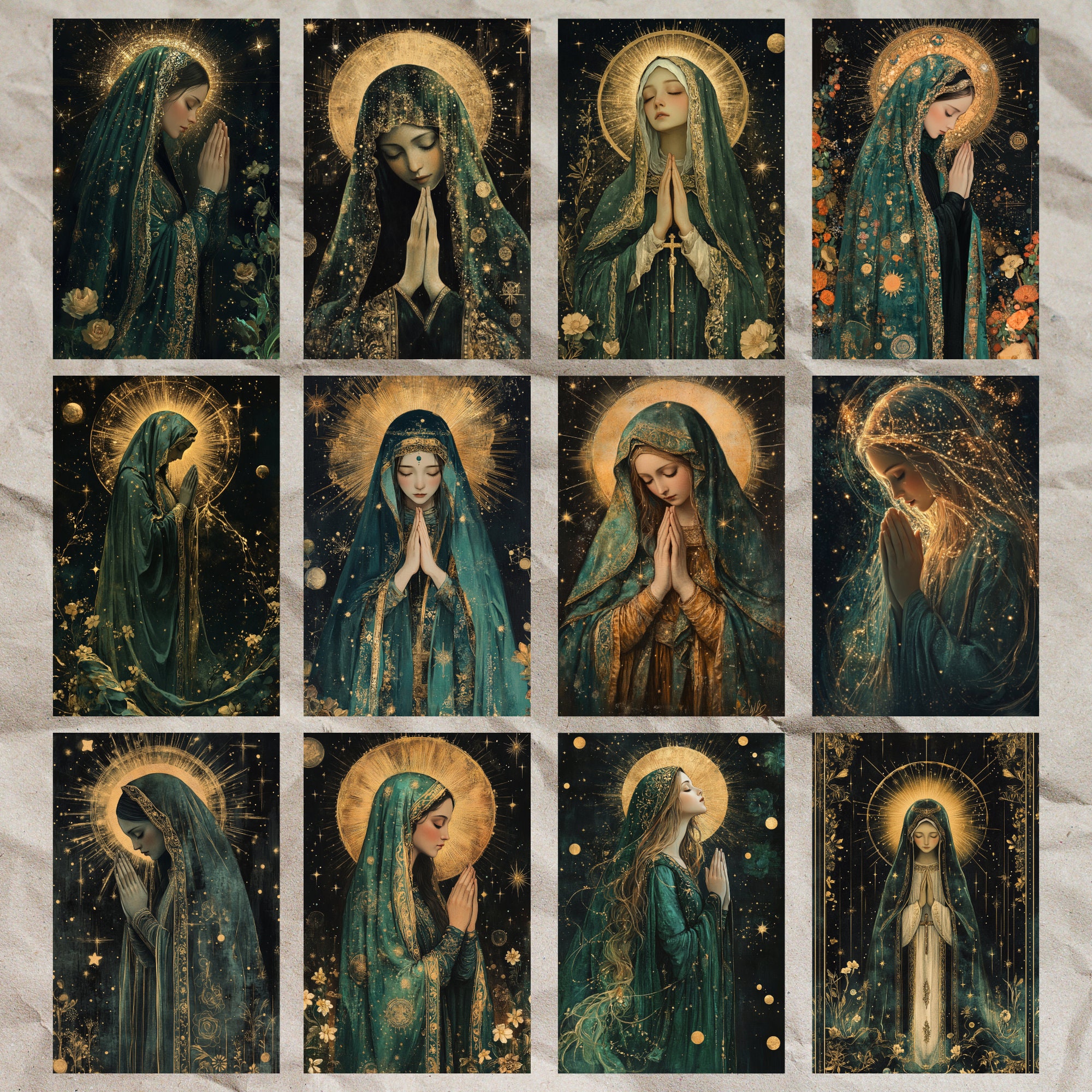 Virgin Mary Prayers Printable: Celestial Shabby Chic Ephemera (JPEG) - Etsy