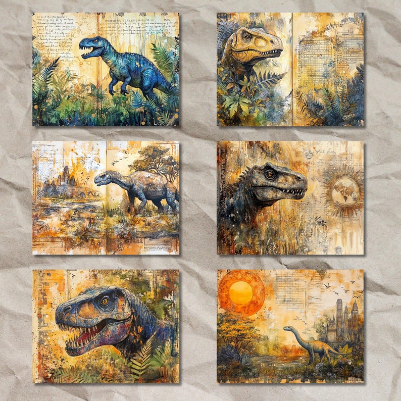 Dinosaur Junk Journal Kit: 40 Jurassic Pages, Scrapbook & Mixed Media ...