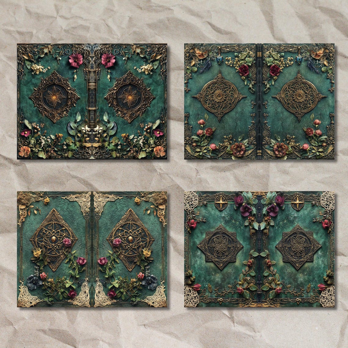 Victorian Book Cover Junk Journal Kit: Grimoire Shabby Chic Designs ...