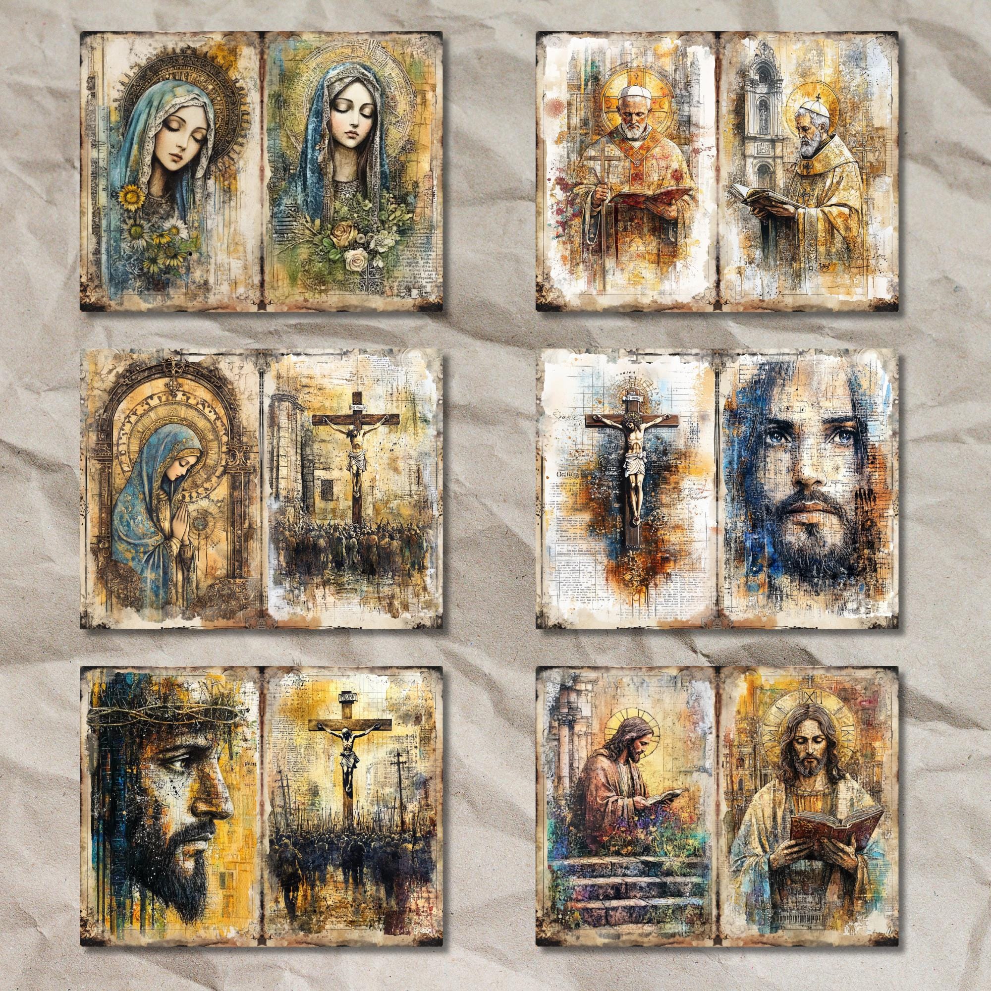 Vintage Jesus Christ Junk Journal Kit: Shabby Chic Ephemera (digital ...