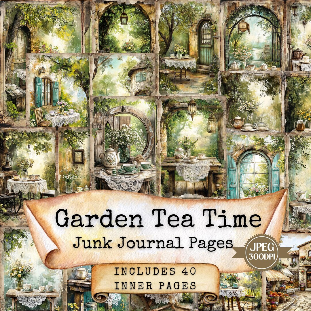 Garden Tea Time Junk Journal Printable Pages, Vintage Garden Tea ...