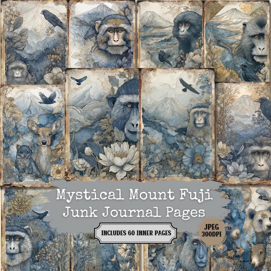Mount Fuji Junk Journal Kit: Vintage Japanese Ephemera (60 JPG Digital ...