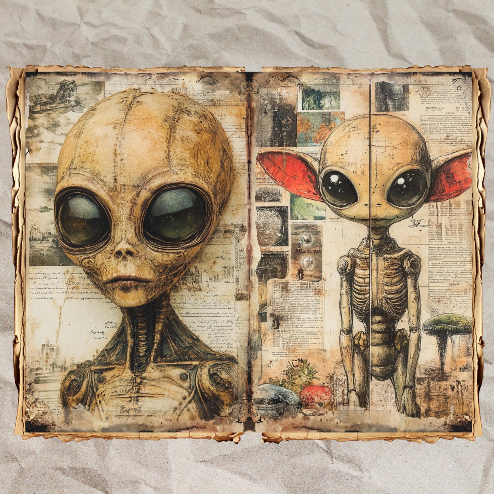 Aliens Junk Journal Kit: Vintage Sci-fi Collage (digital Download) - Etsy