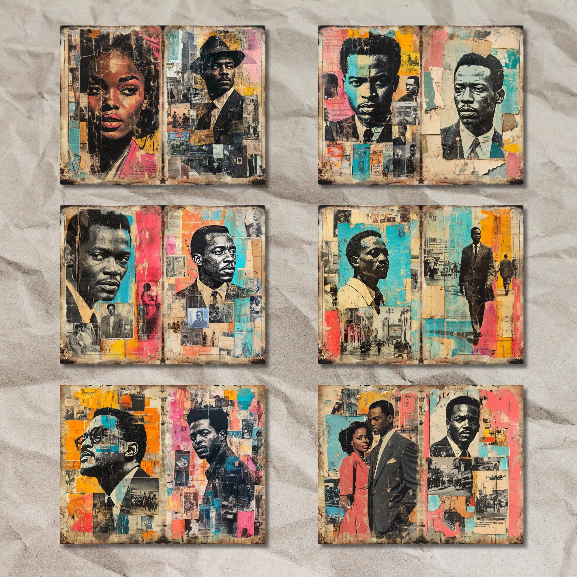 Afrocentric Collage Junk Journal Pages: Black History Ephemera (50 JPG ...