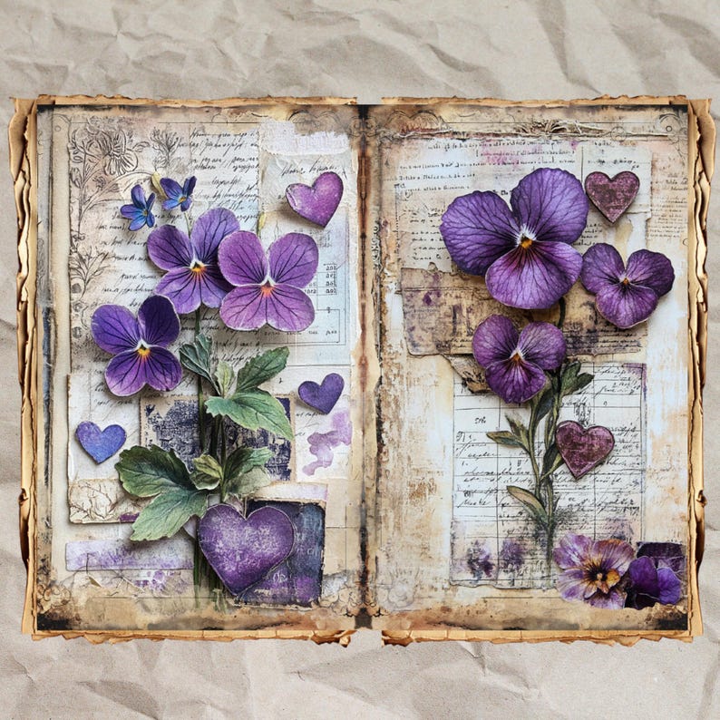 Vintage Violet Junk Journal Pages: Shabby Chic Ephemera (40 JPEG) - Etsy
