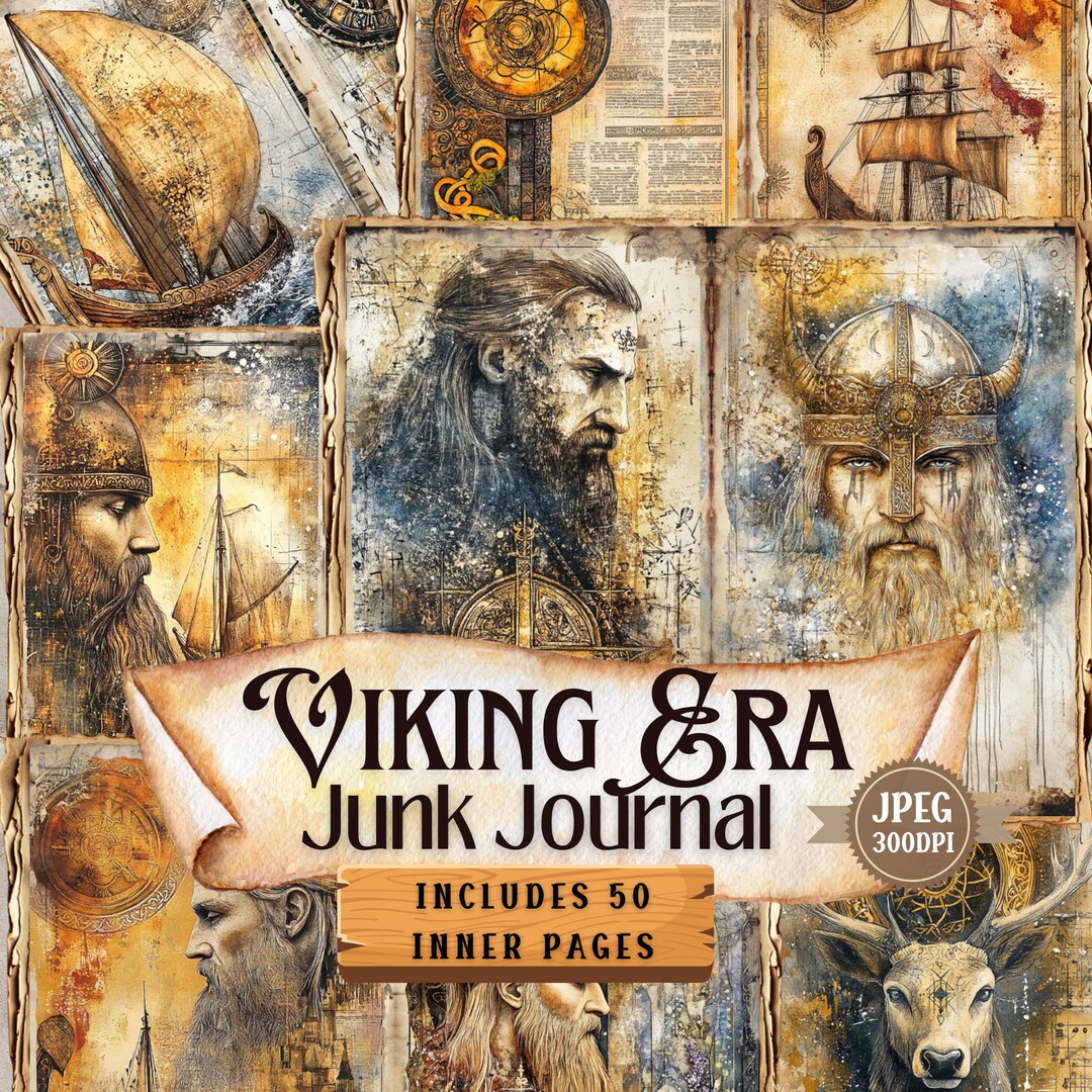 Viking Era Junk Journal Pages: Shabby Chic Ephemera (50 JPEG) (digital ...