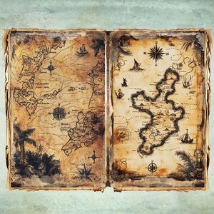 Old Map Blank Junk Journal Printable Pages, Treasure Map Vintage ...