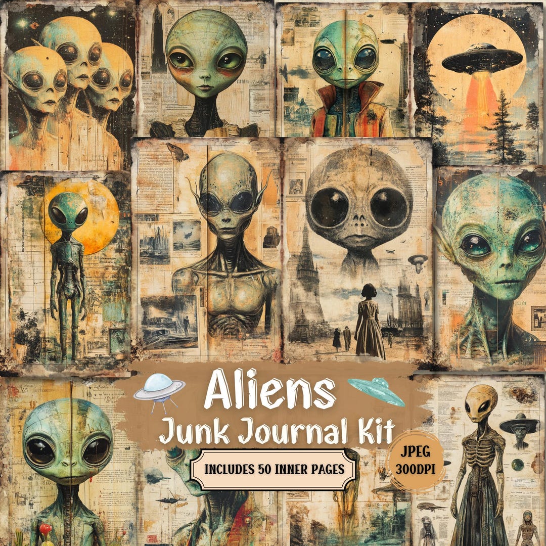 Aliens Junk Journal Kit: Vintage Sci-fi Collage (digital Download) - Etsy