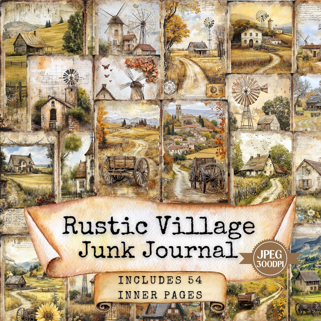 Rustic Village Junk Journal Printable Pages, Vintage Rustic Junk ...
