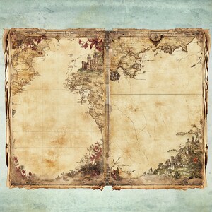 Old Map Blank Junk Journal Printable Pages, Treasure Map Vintage ...