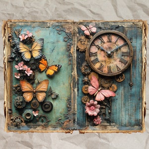 Butterflies Junk Journal Pages, Vintage Butterfly and Flower Junk ...