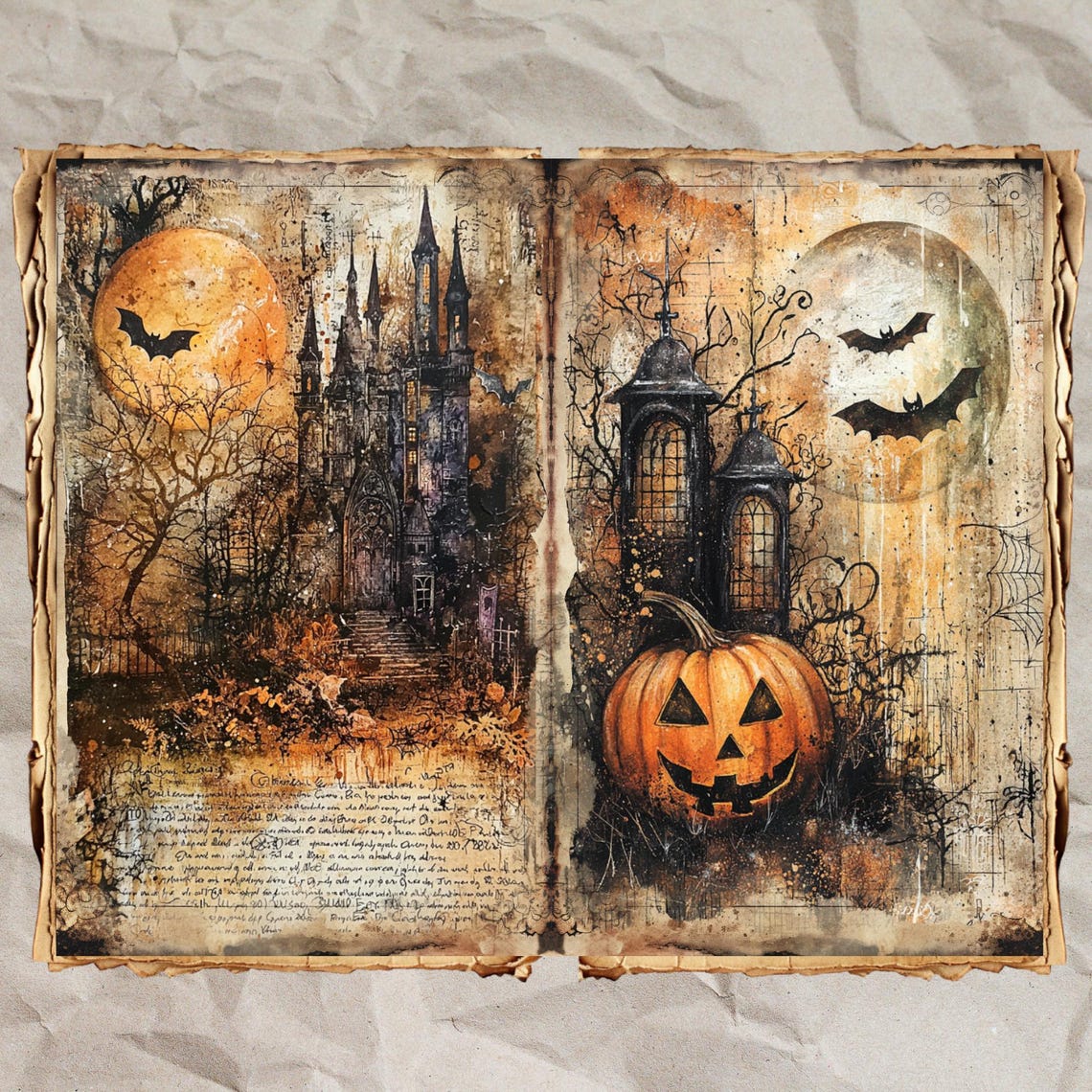 Spooky Halloween Junk Journal Pages: Vintage Horror Ephemera (45 JPEG ...