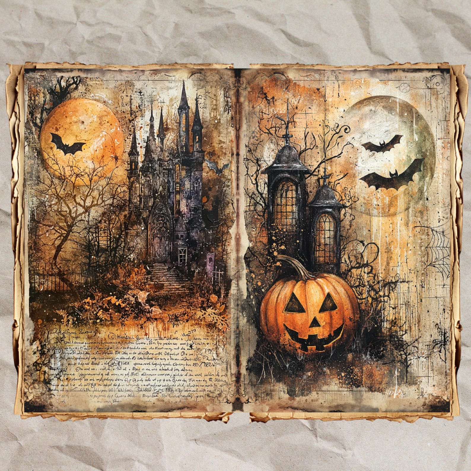 Spooky Halloween Junk Journal Pages: Vintage Horror Ephemera (45 JPEG ...