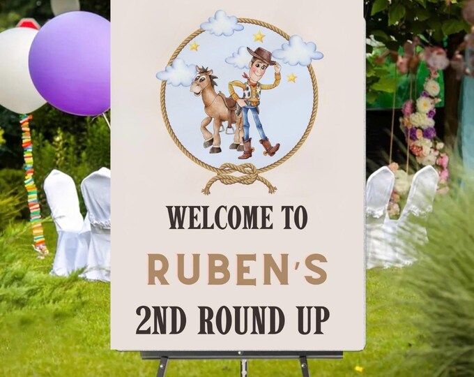 Round up Toy Story Woody Birthday Welcome Sign - Etsy