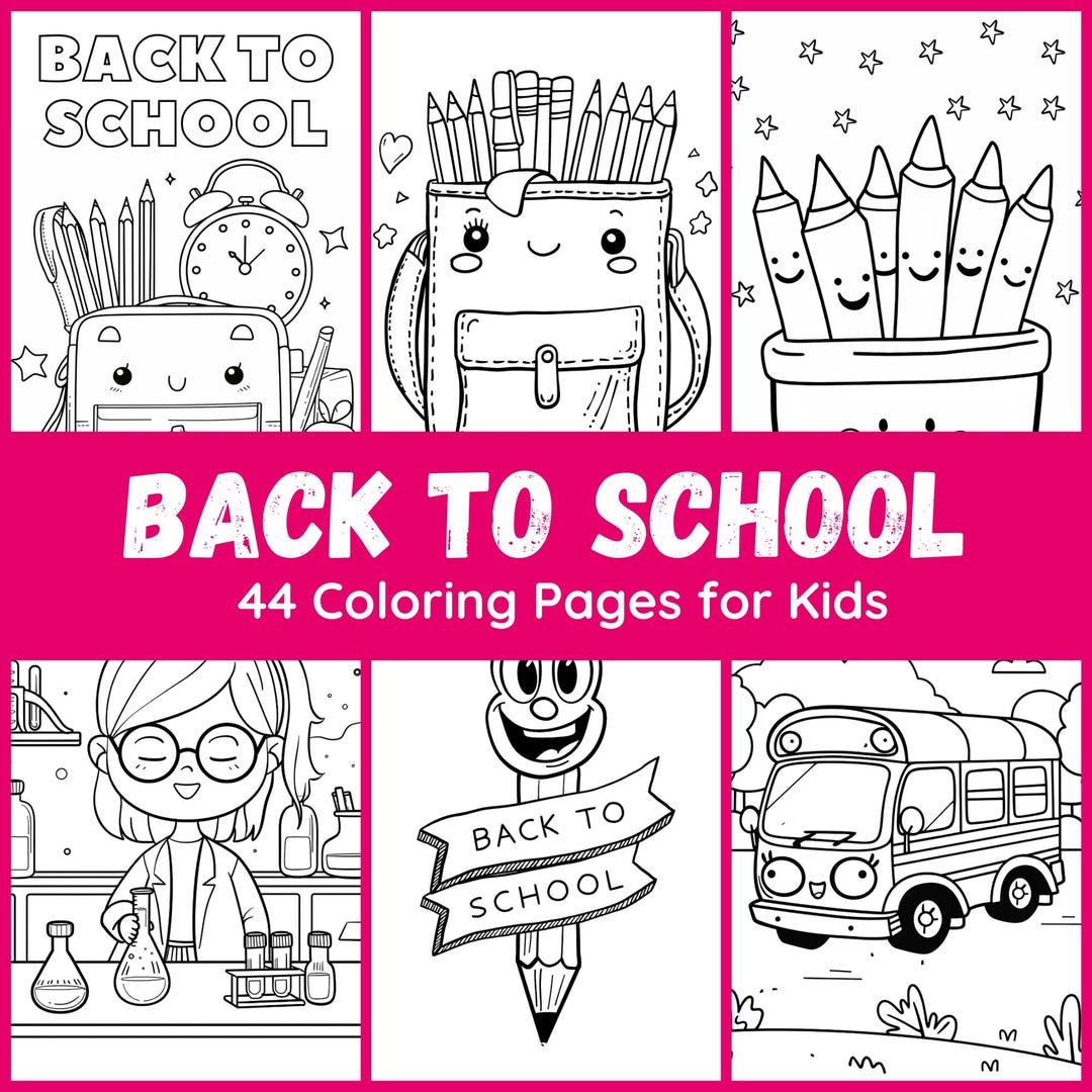 Back to School Coloring Page Bundle, Kid Coloring Pages, School ...