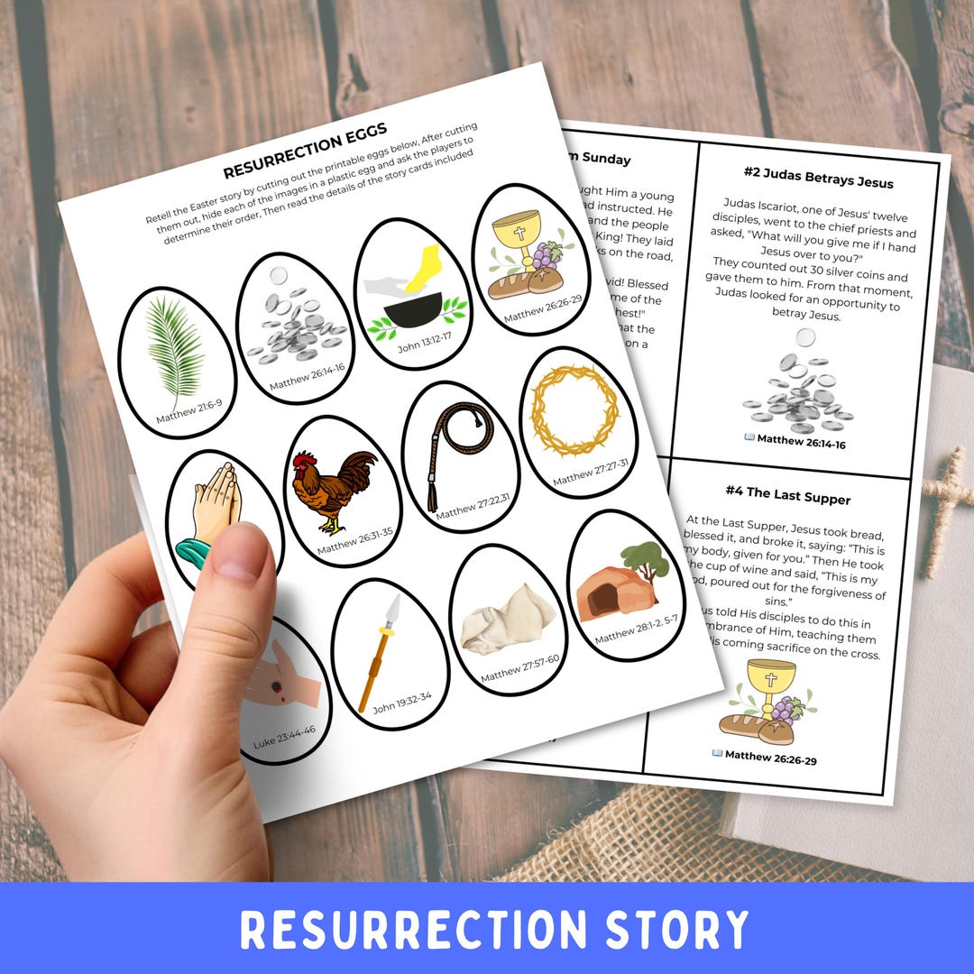 Resurrection Egg Scavenger Hunt, Printable Easter Story Activity for ...