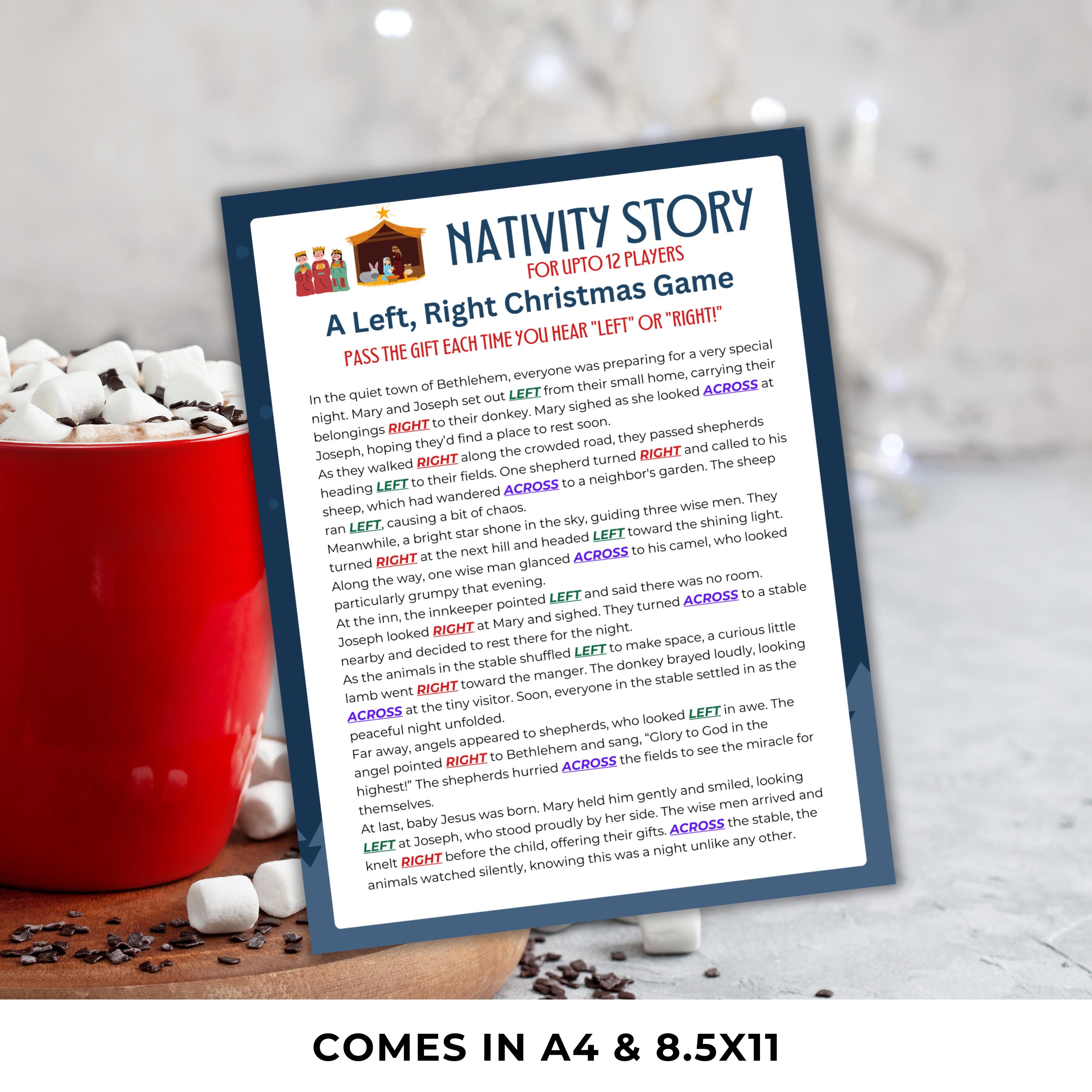 Nativity Story Left Right Game, Christmas Bible Game, Pass the Prize ...