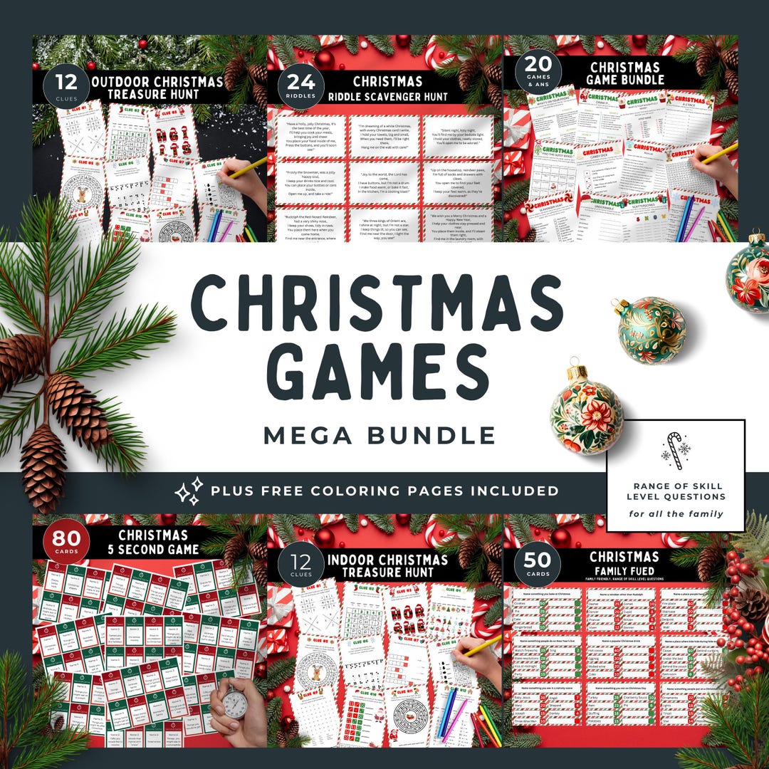 Christmas Game Bundle for Teens and Adults, Printable Xmas Activity for ...