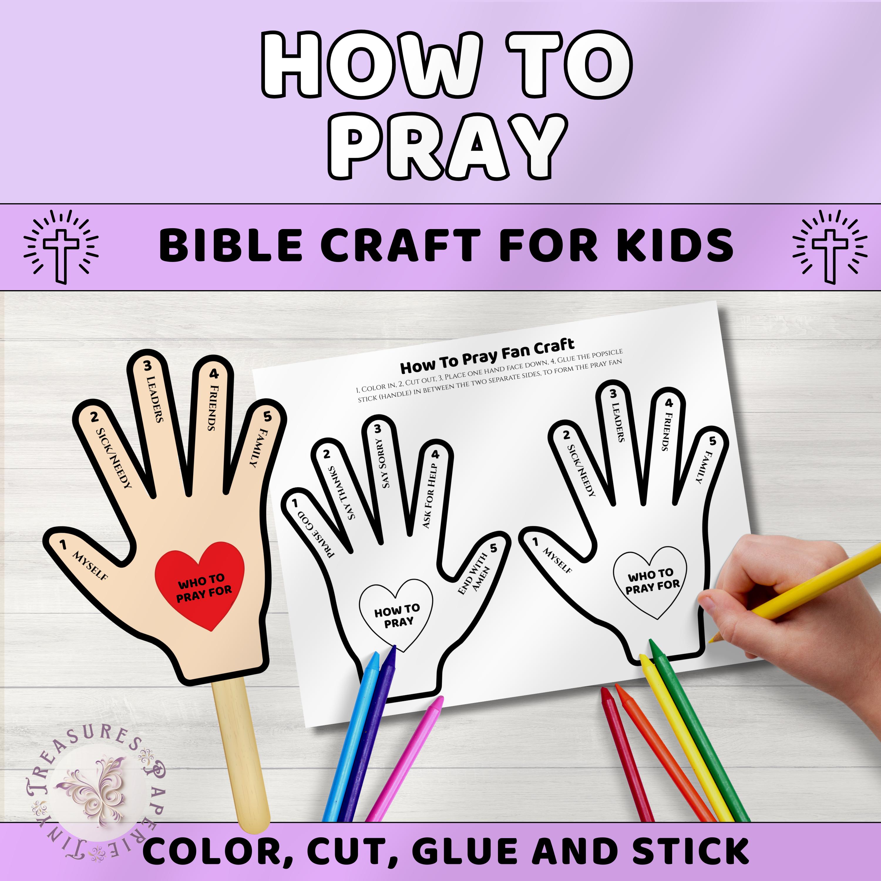How to Pray Fan Craft for Kids Sunday School Bible Lesson, Teach Me to ...