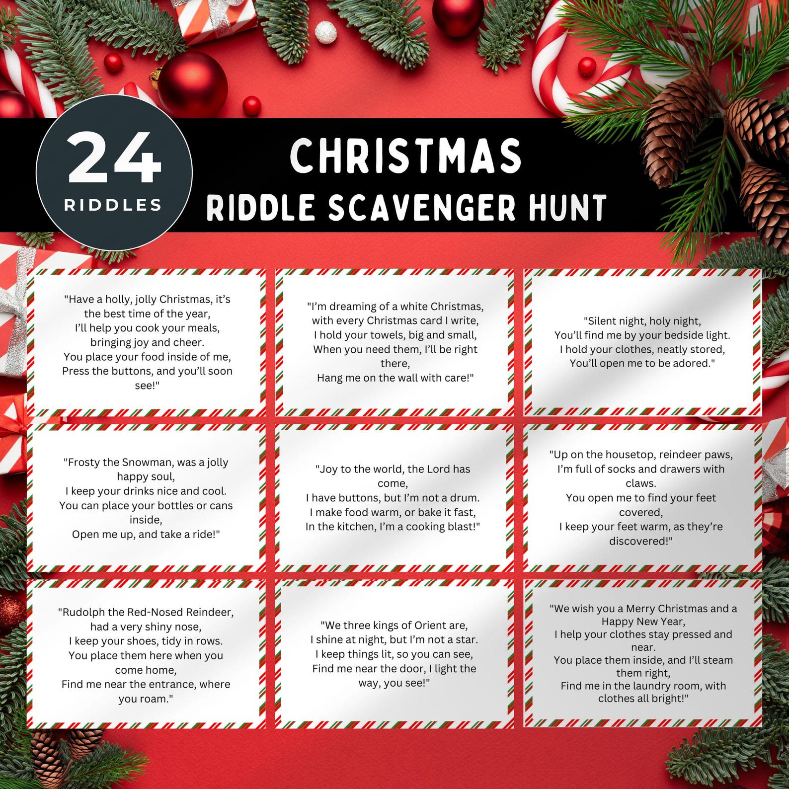 Christmas Scavenger Hunt for Teens and Adults, Xmas Riddle, Christmas ...