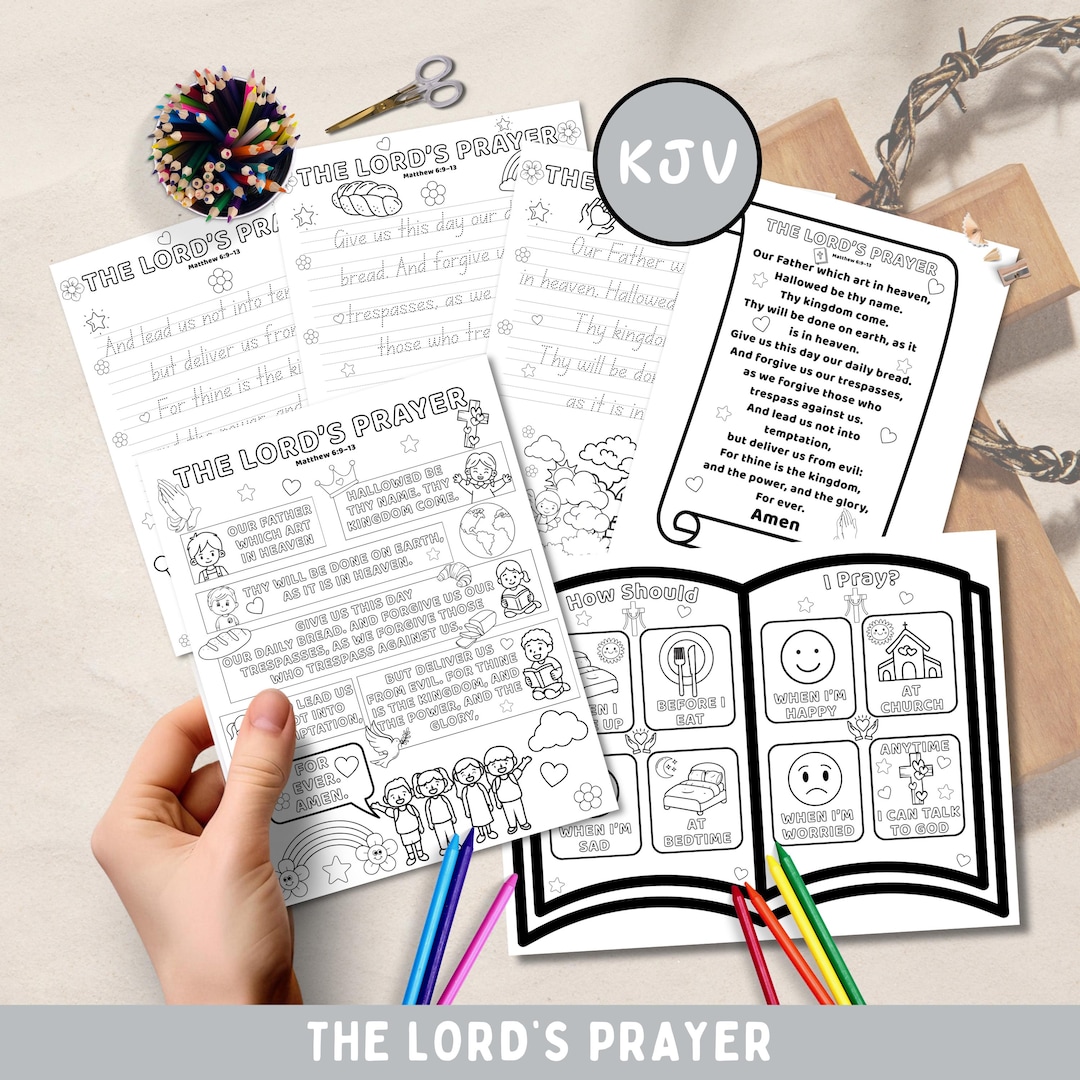 Lord's Prayer Activity Sheets for Kids, KJV Bible Activity & Coloring ...