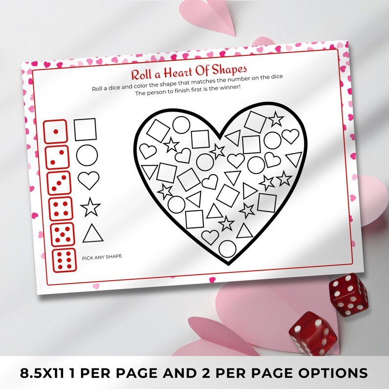 Roll a Heart Candy Game, Fun Printable Dice Game for Kids, Perfect for ...