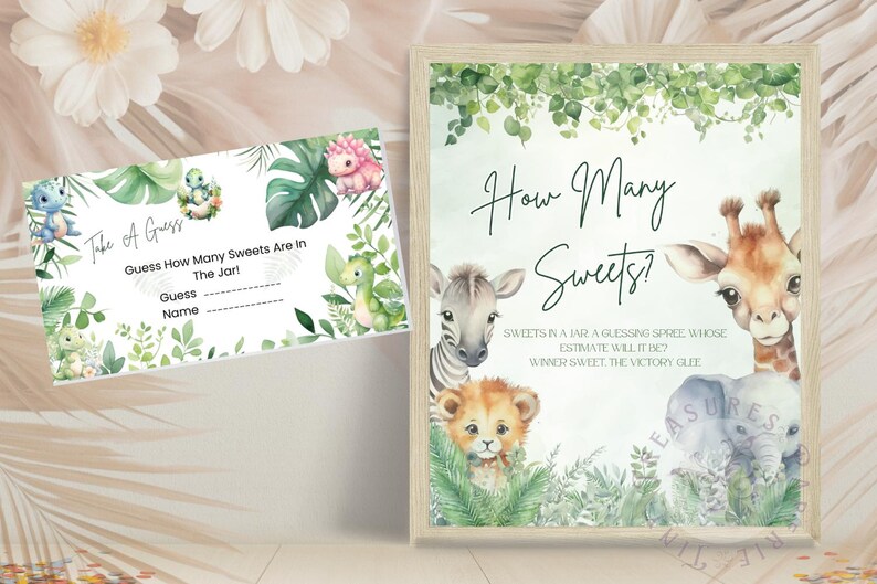 How Many Sweets Sign, Safari Baby Shower Sign, A Little Wild One ...