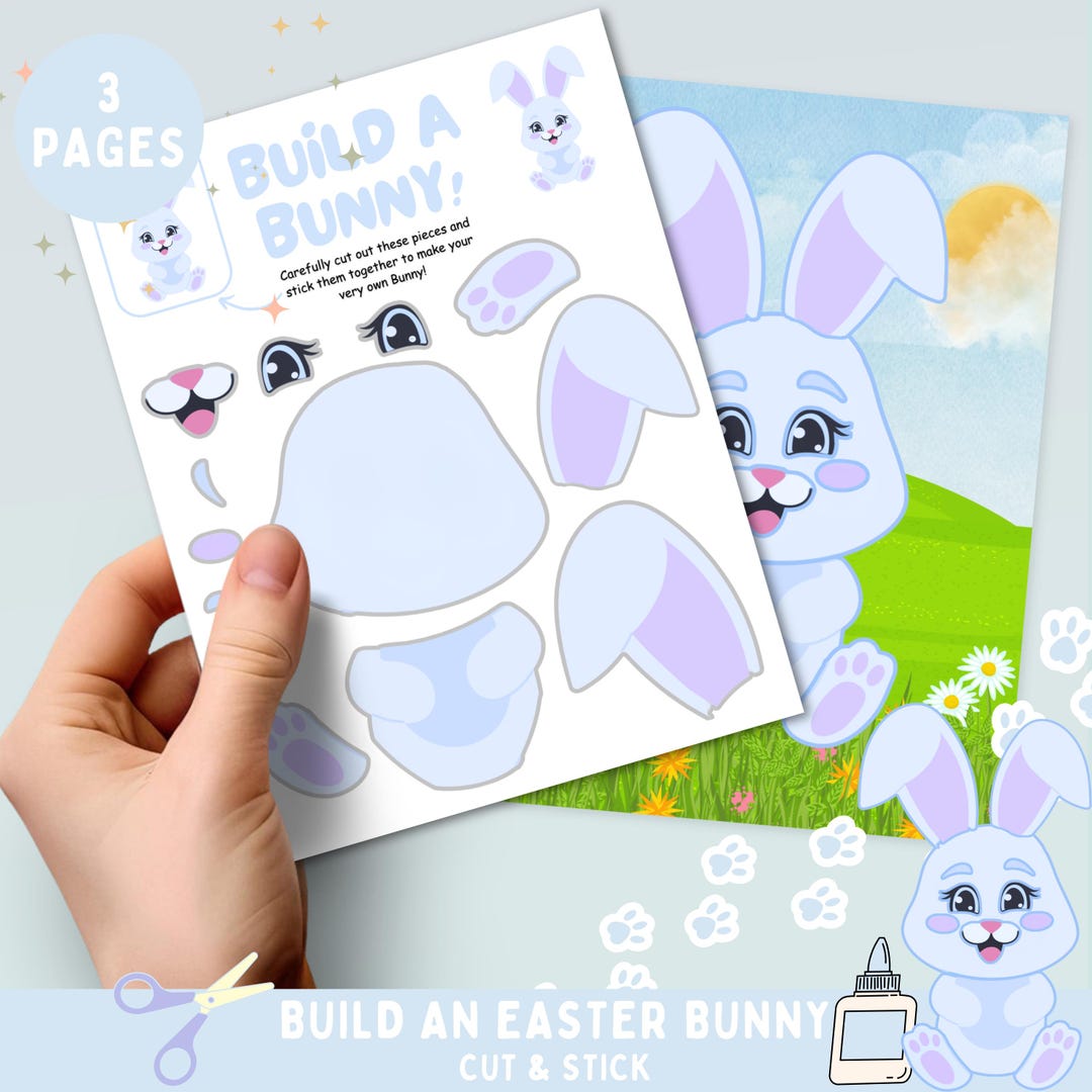 Build an Easter Bunny Printable Activity, Cut and Paste for Kids, Home ...