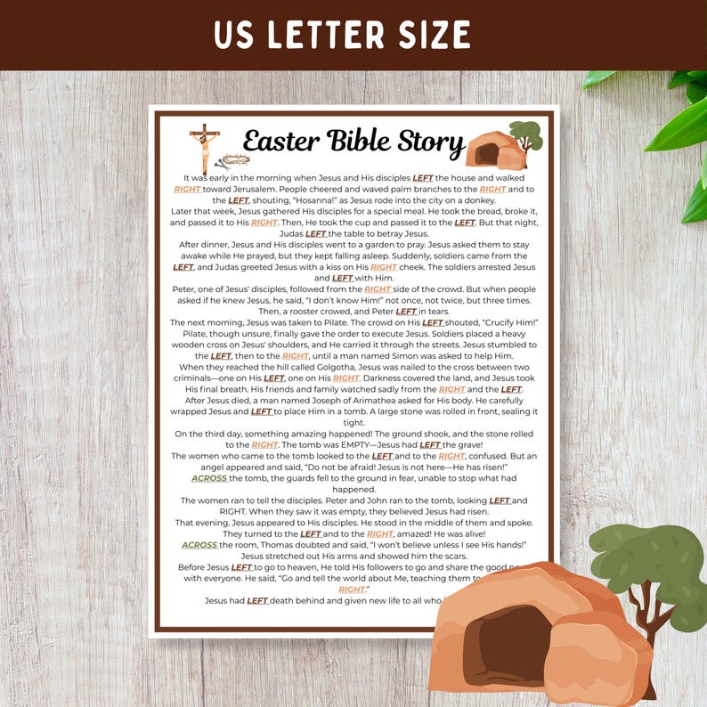 Bible Easter Left Right Game, Left Right Easter Story, Pass the Prize ...