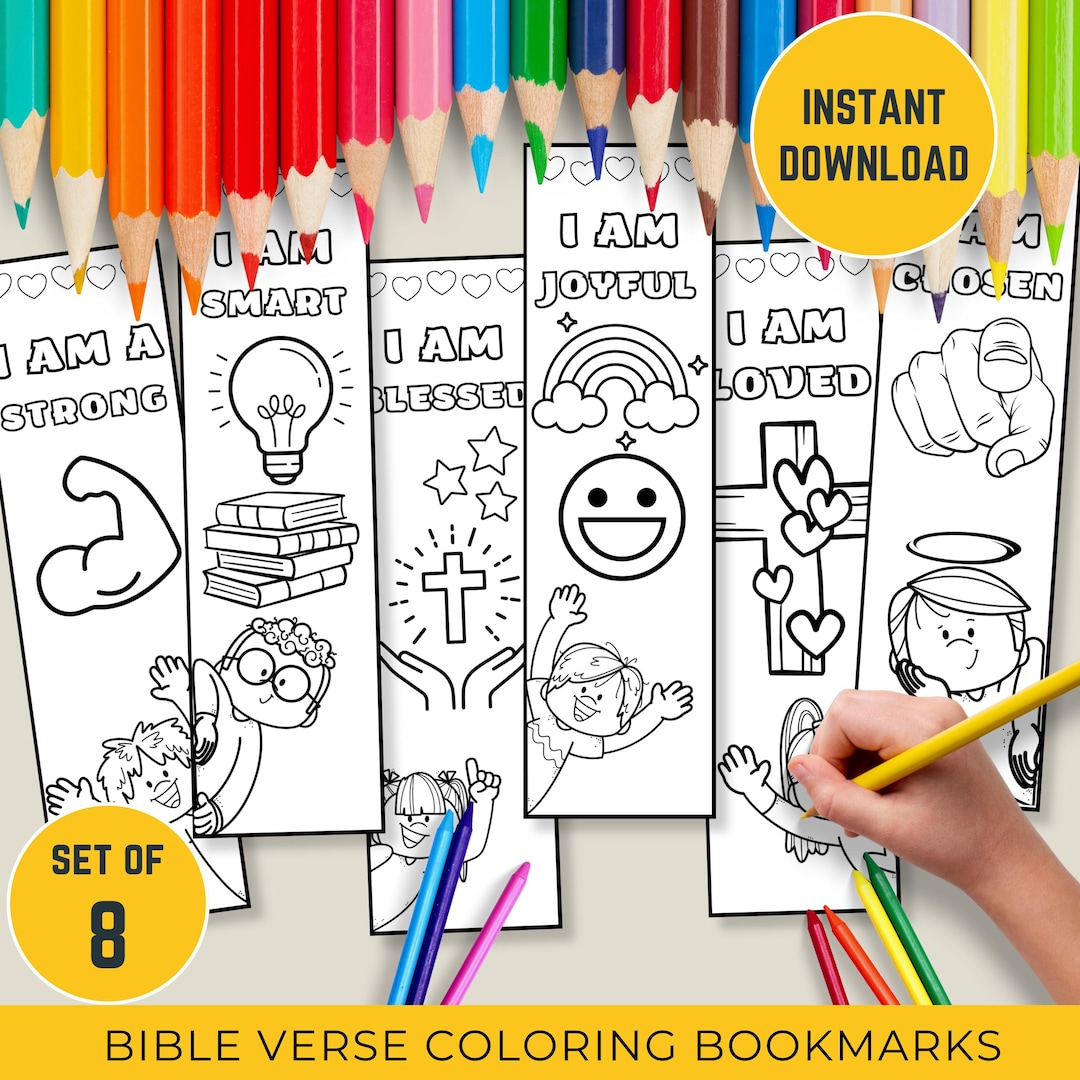 Bible Bookmarks for Kids to Color, Printable Christian Activity, Sunday ...