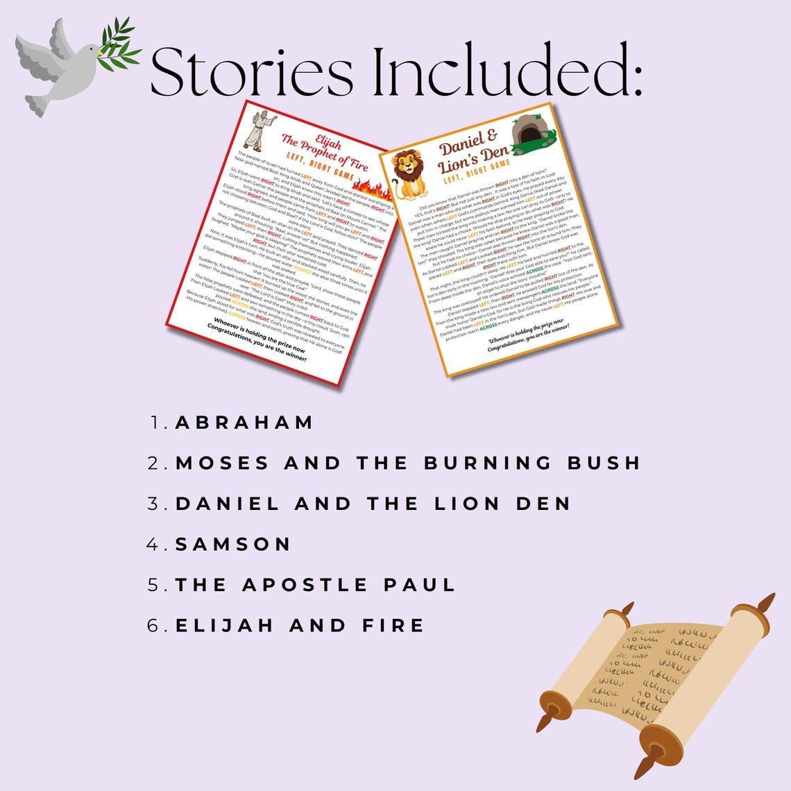 Bible Story Left Right Game, Lessons in Faith Bible Stories, Printable ...