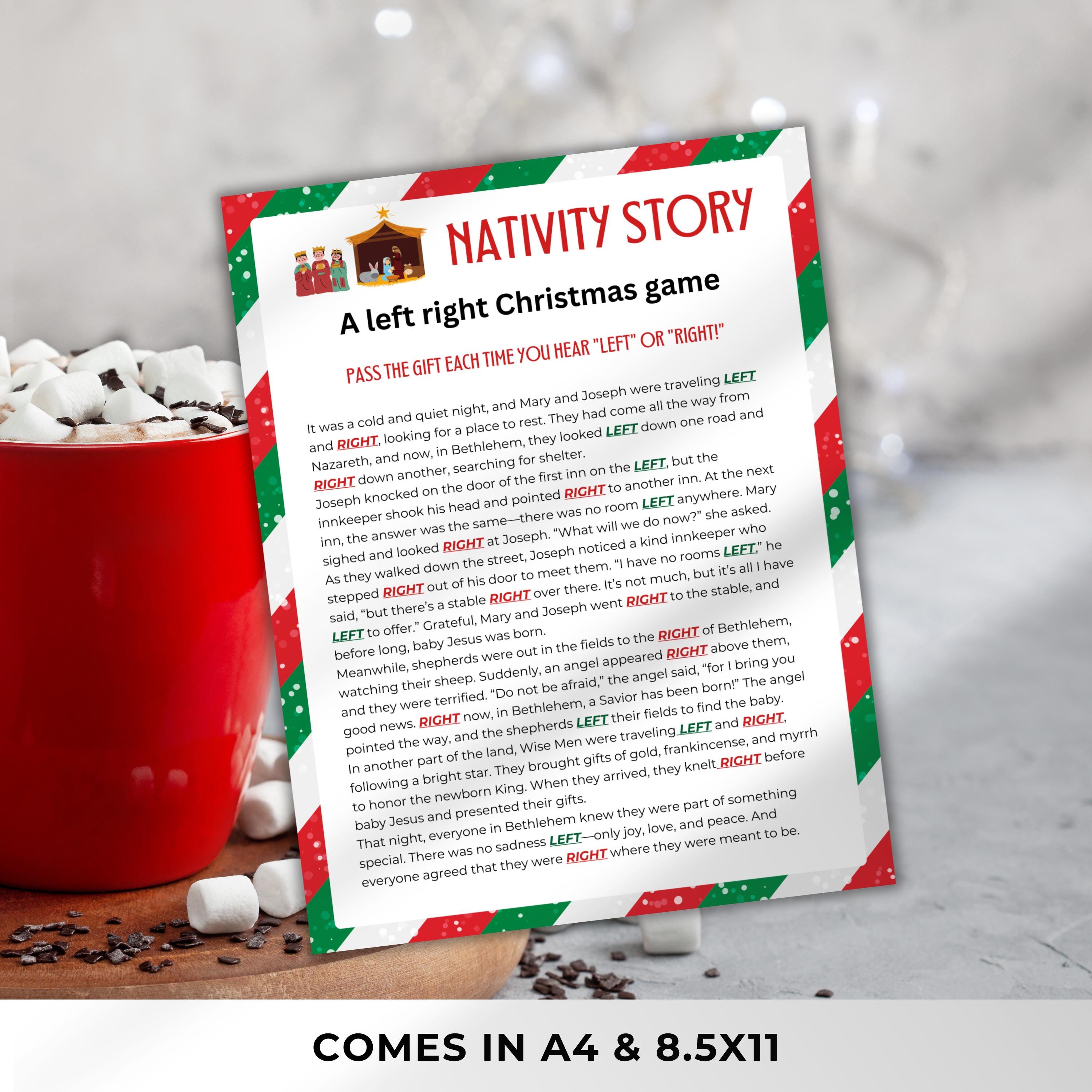 Nativity Story Left Right Game, Christmas Bible Game, Pass the Prize ...