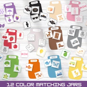Toddler Activity Page Color Sorting Jars, Kids Printable Matching Game ...
