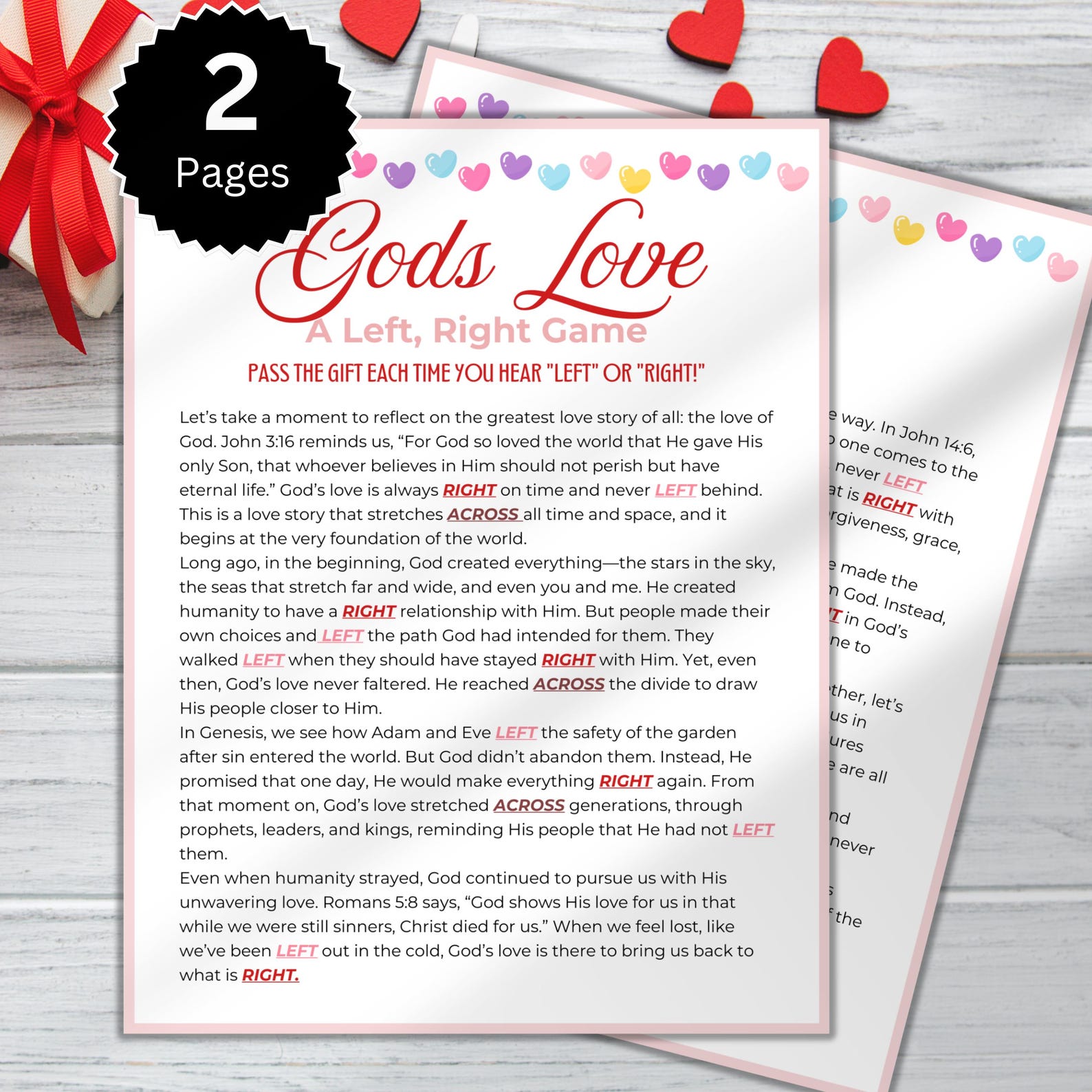 Left Right Game Christian, Pass the Gift Game, Gods Love Bible Story ...