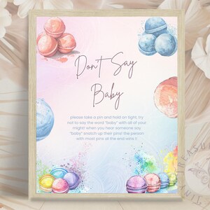 Dont Say Baby Sign, Bath Bomb Theme Poster, Bathtime Themed Baby Shower ...